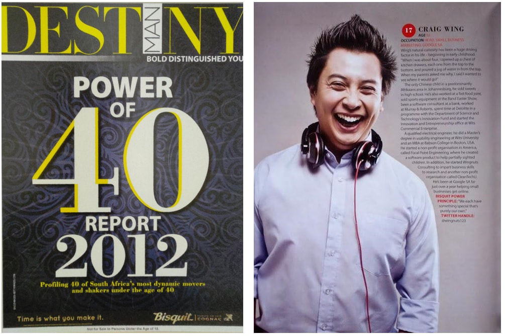Destiny Man, Power of 40 Top 40 under 40 (2012) – Craig Wing